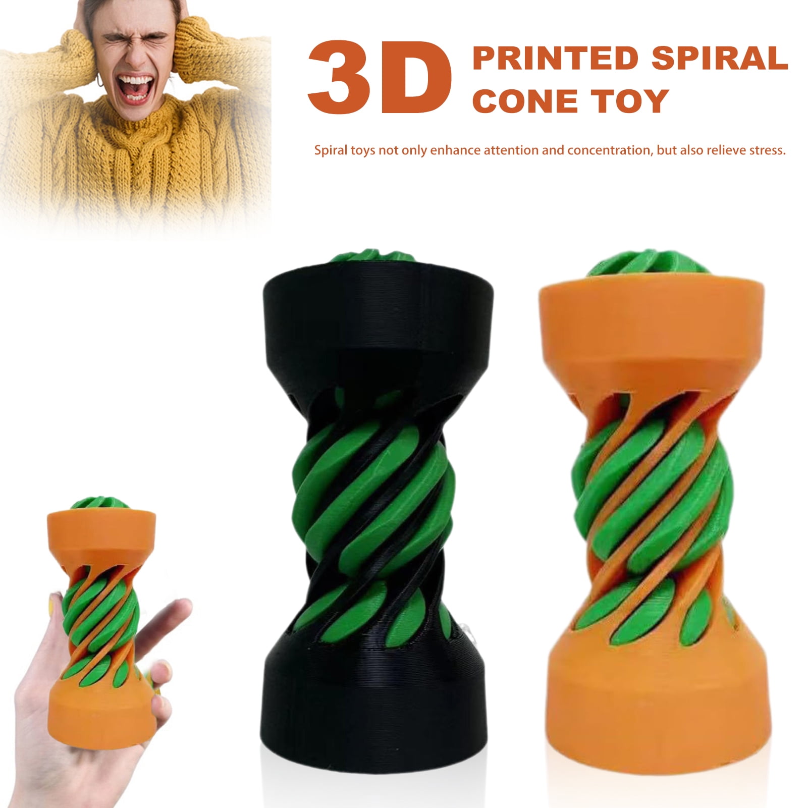 3D Printed Spiral Cylinder Ball Impossible Passthrough Spiral Cylinder ...