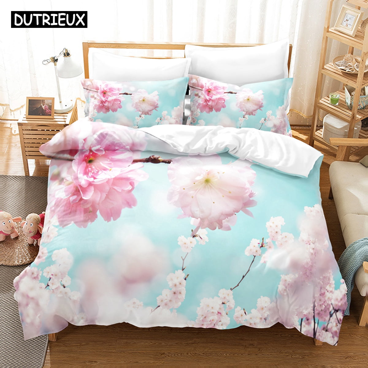 3D Printed Spring Flower Bedding Set Down Quilt Cover With Pillowcase ...