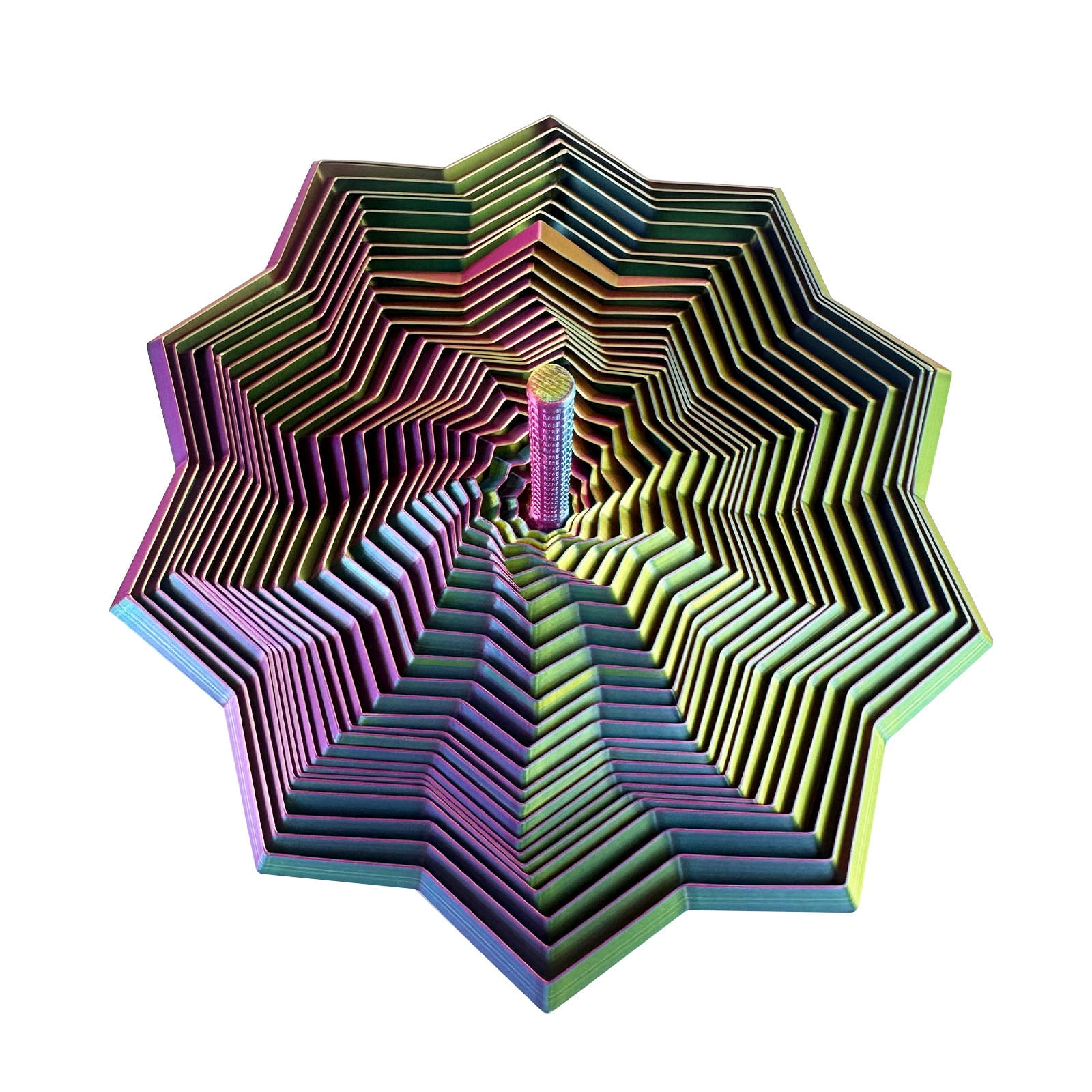 3D Printed Star Fractals Hexagon with Handle Whirling Spirals Design ...