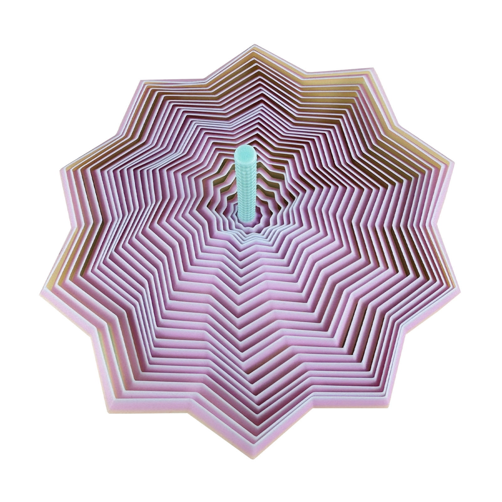 3D Printed Star Fractals Hexagon with Handle Whirling Spirals Design ...
