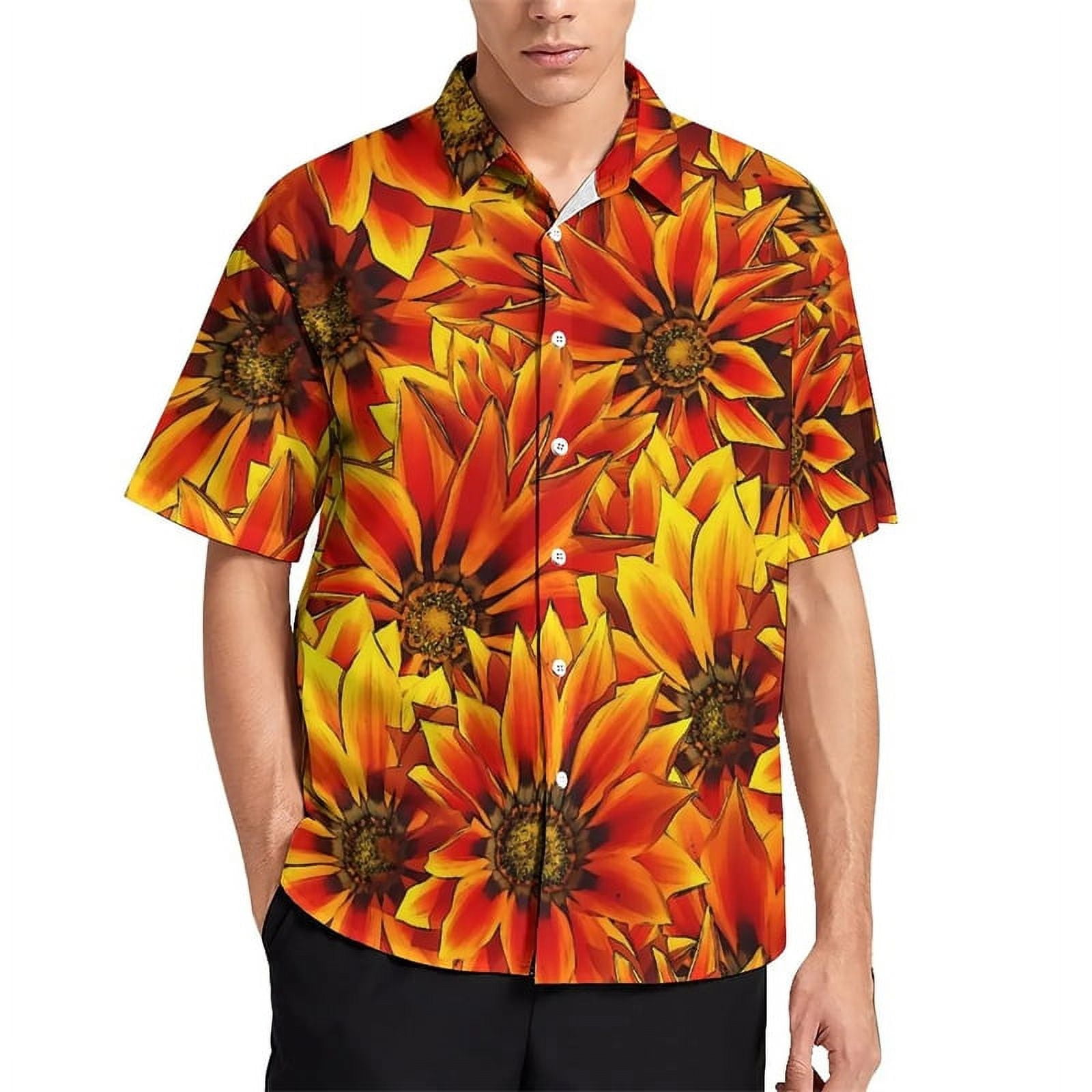 3D Printed Sunflower Plant Blouses Purple Flower Graphic Beach Shirts ...