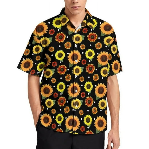 3D Printed Sunflower Plant Blouses Purple Flower Graphic Beach Shirts ...