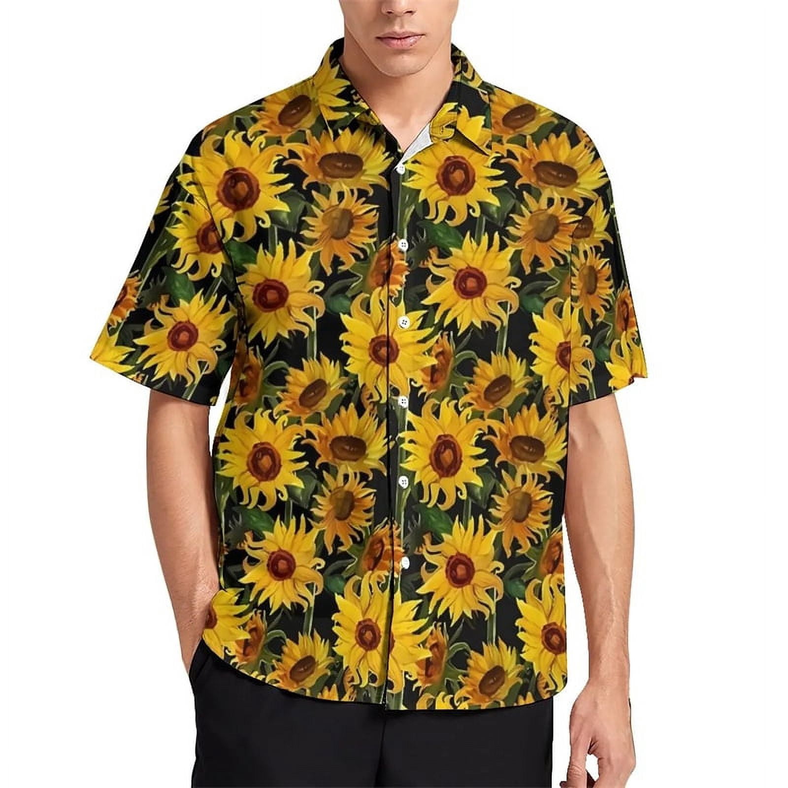 3D Printed Sunflower Plant Blouses Purple Flower Graphic Beach Shirts ...