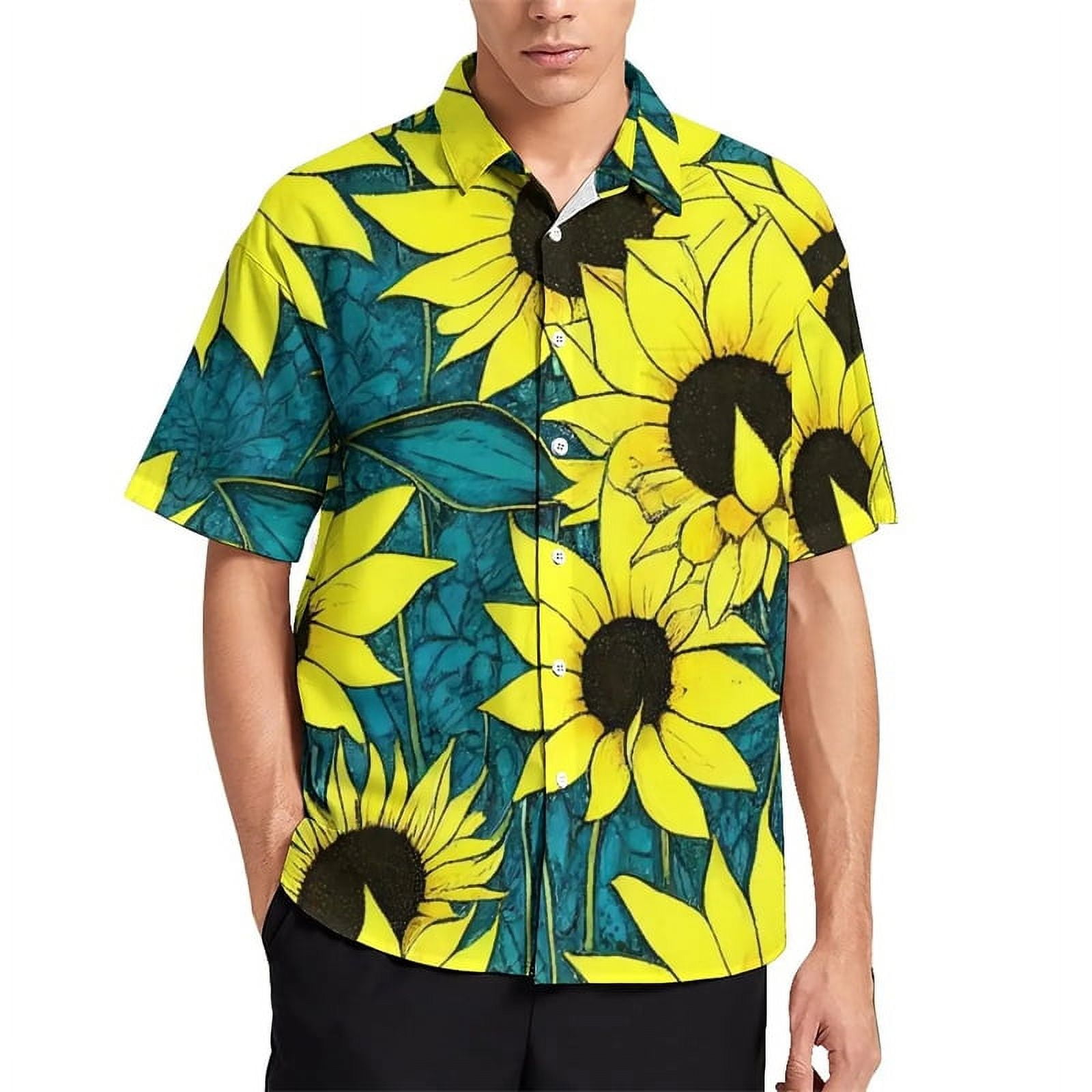 3D Printed Sunflower Plant Blouses Purple Flower Graphic Beach Shirts ...