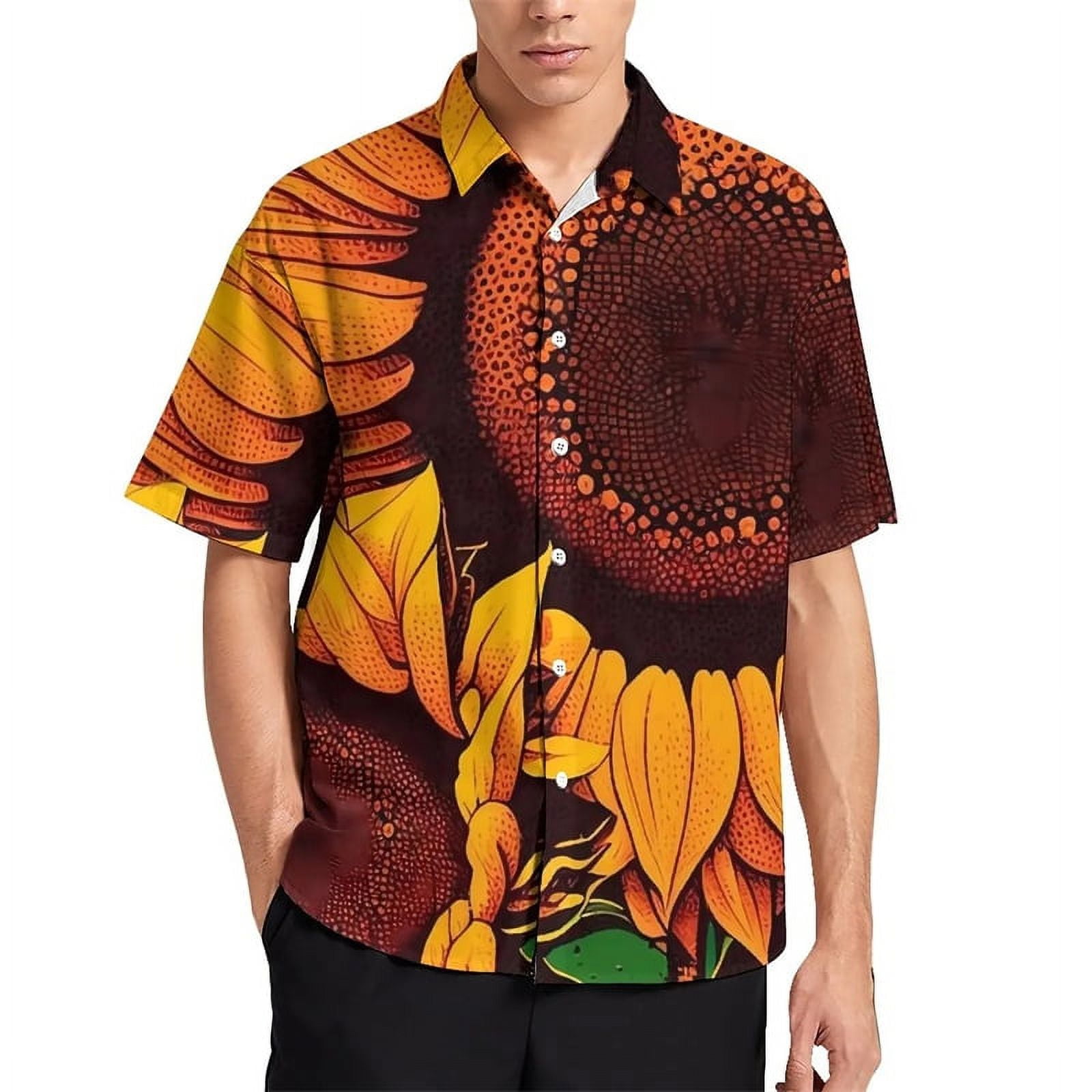 3D Printed Sunflower Plant Blouses Purple Flower Graphic Beach Shirts ...