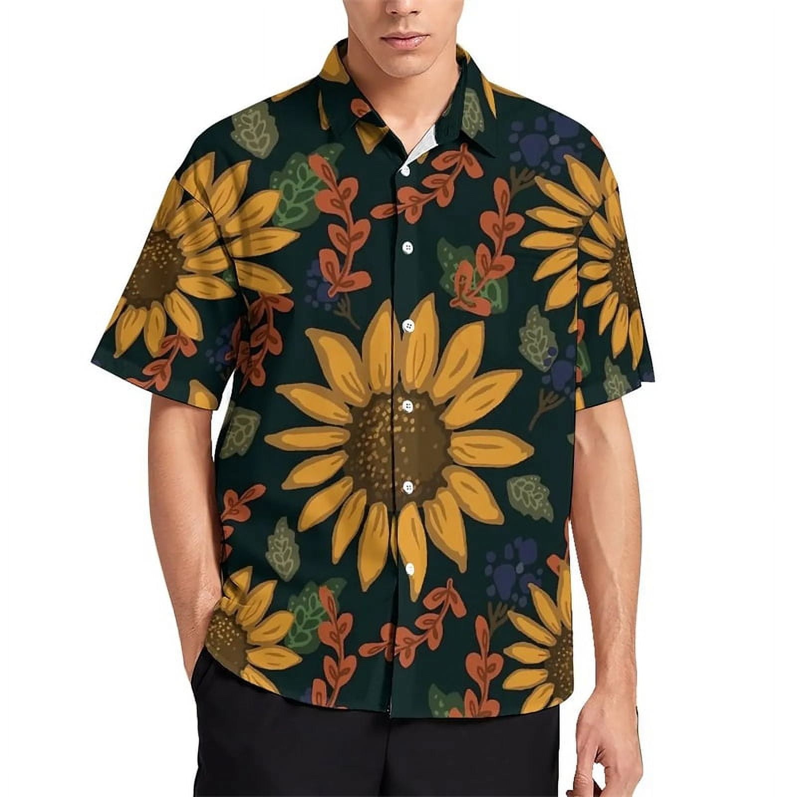 3D Printed Sunflower Plant Blouses Purple Flower Graphic Beach Shirts ...