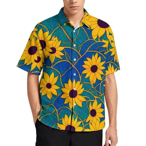 3D Printed Sunflower Plant Blouses Purple Flower Graphic Beach Shirts ...