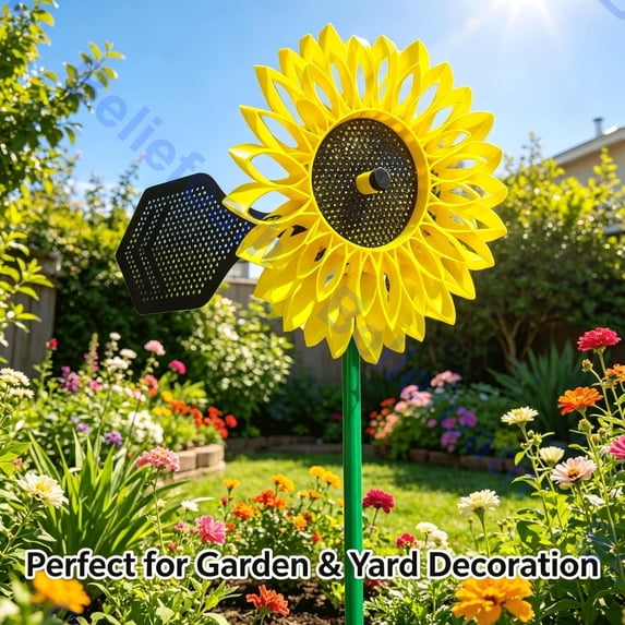 3D Printed Sunflower Windmill Spinner - Large Optical Illusion Wind ...