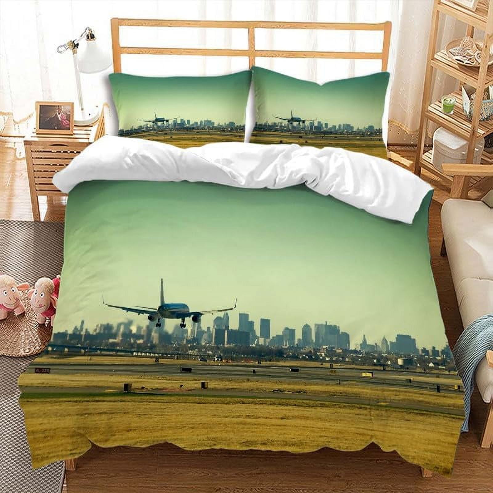 3D Printed Sunset Aircraft Duvet Cover Set, Three-piece set, One down ...