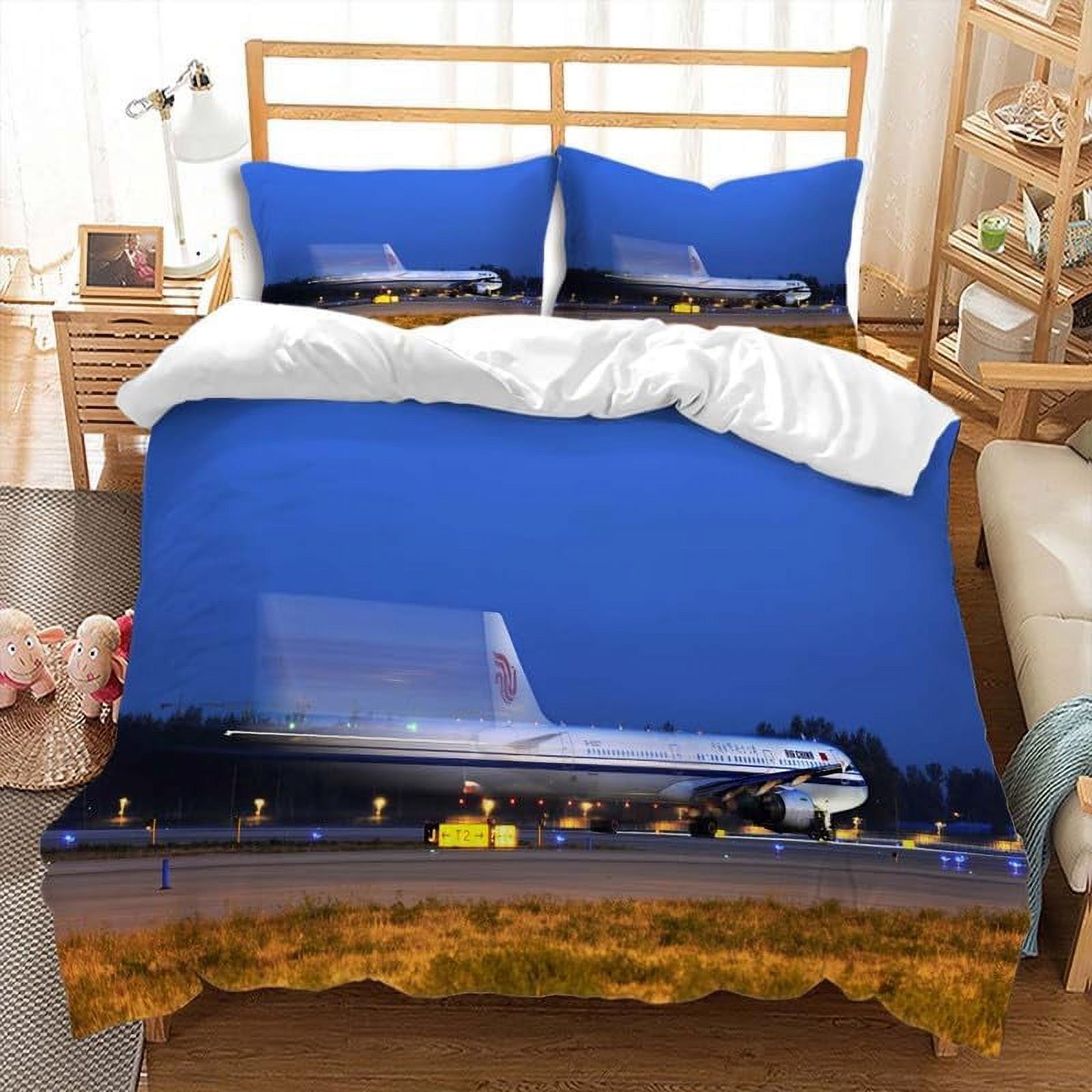 3D Printed Sunset Aircraft Duvet Cover Set, Three-piece set, One down ...