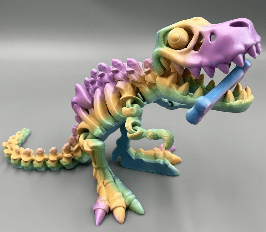 3D Printed T-Rex Action Figure, Multicolor Gradient Dinosaur Model Toys ...