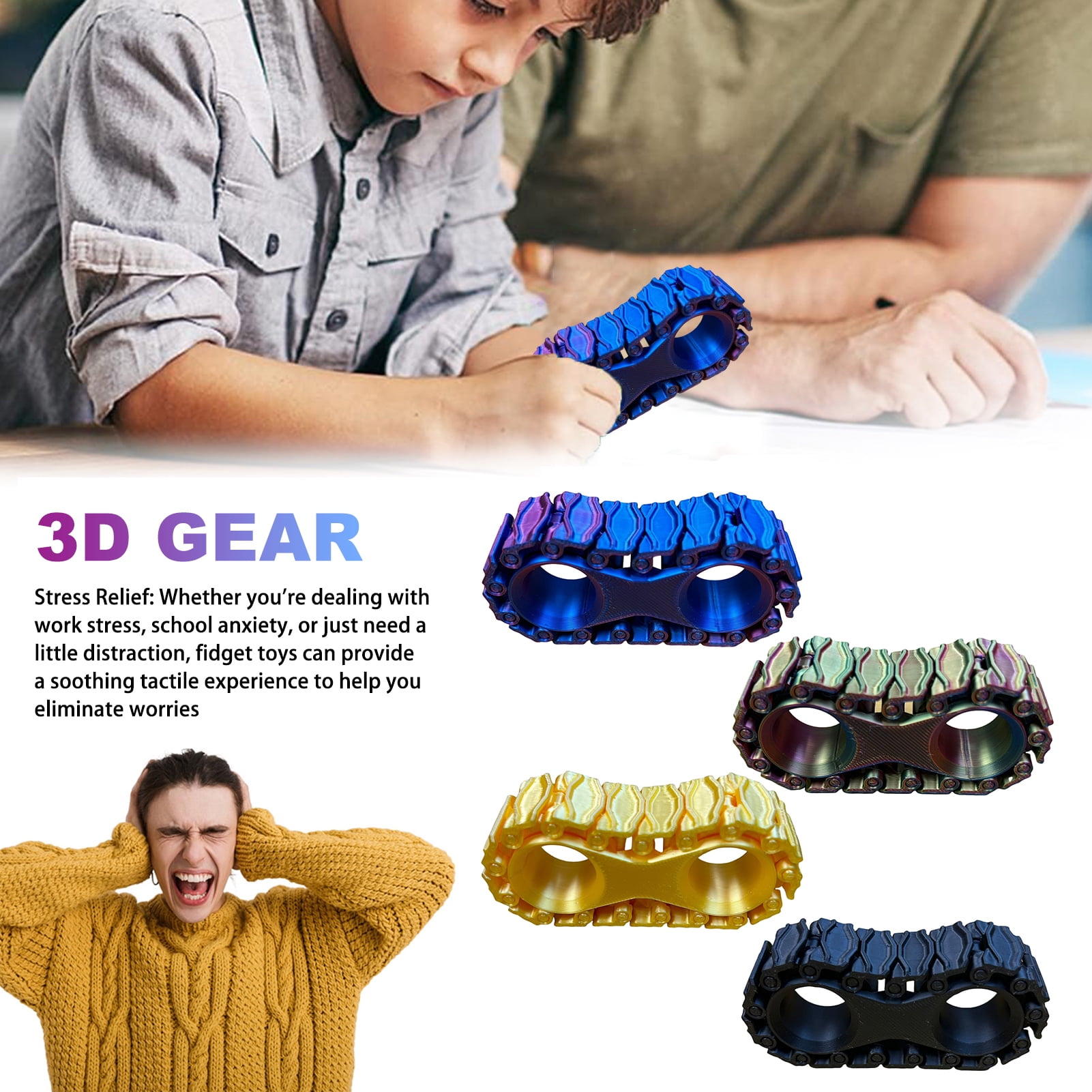 3D Printed Tank Track Toy Stress Anxiety Relief Rotatable Tank Track ...