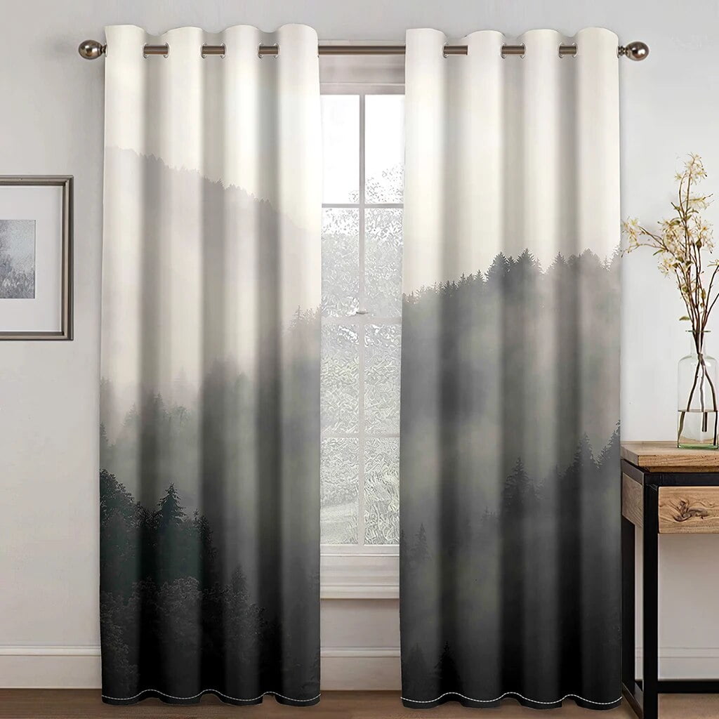 3D Printed Thin Shading Polyester Natural Scener Forest Green Gray ...
