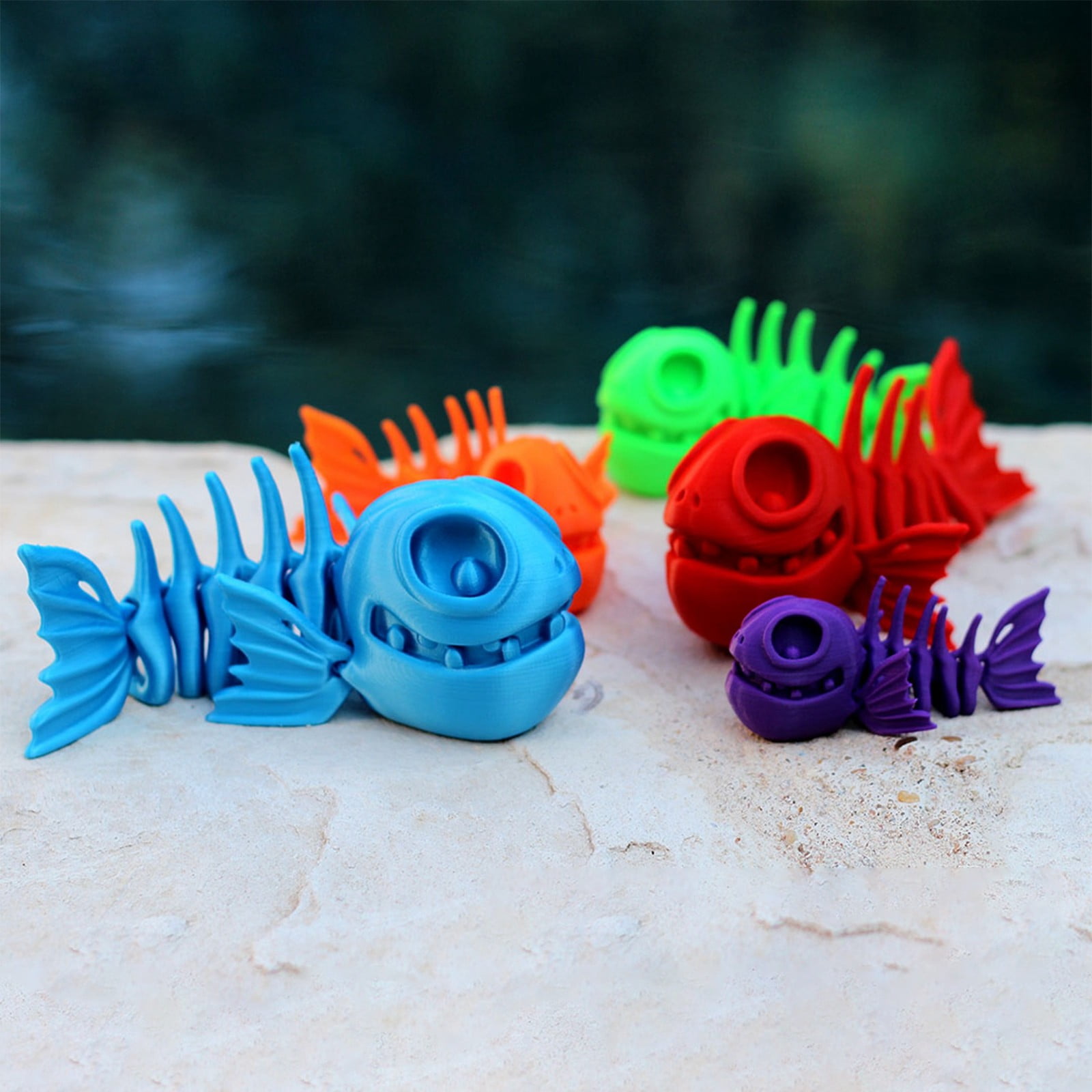 3D Printed Toys, 3D Animal Toys, 3D Printed Skeleton Fish Articulated ...