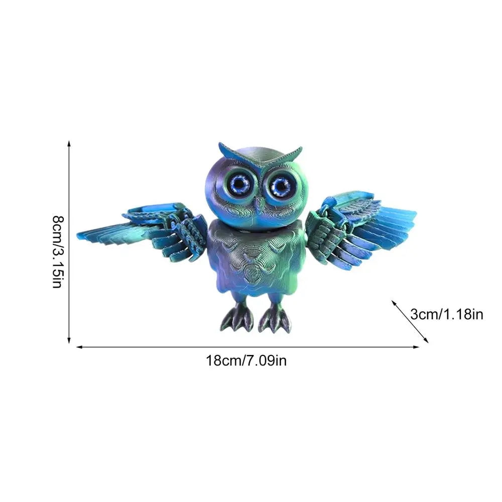 3D Printed Owl Figurine - Articulated Fidget Toy for Desk Decor ...