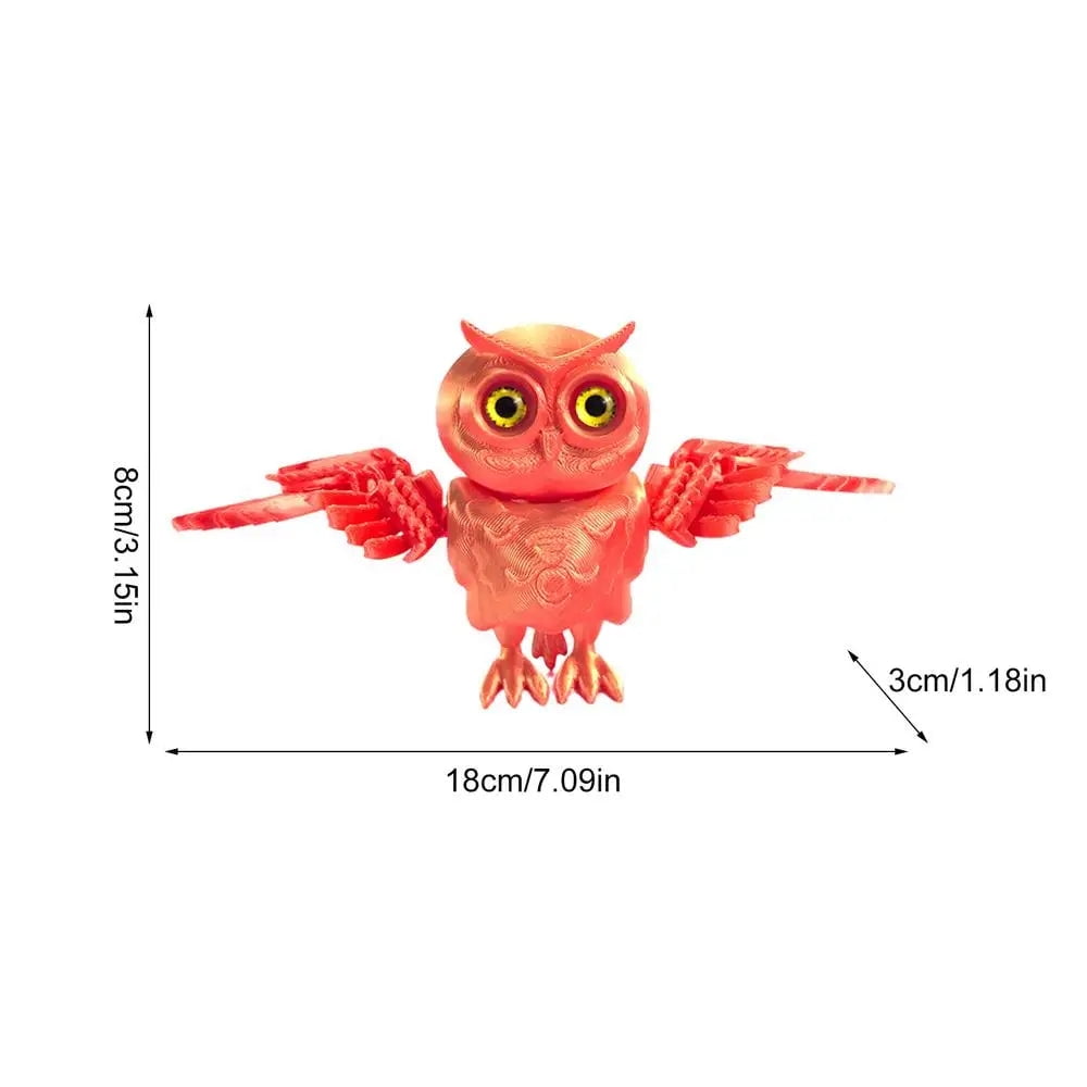 3D Printed Owl Figurine - Articulated Fidget Toy for Desk Decor ...