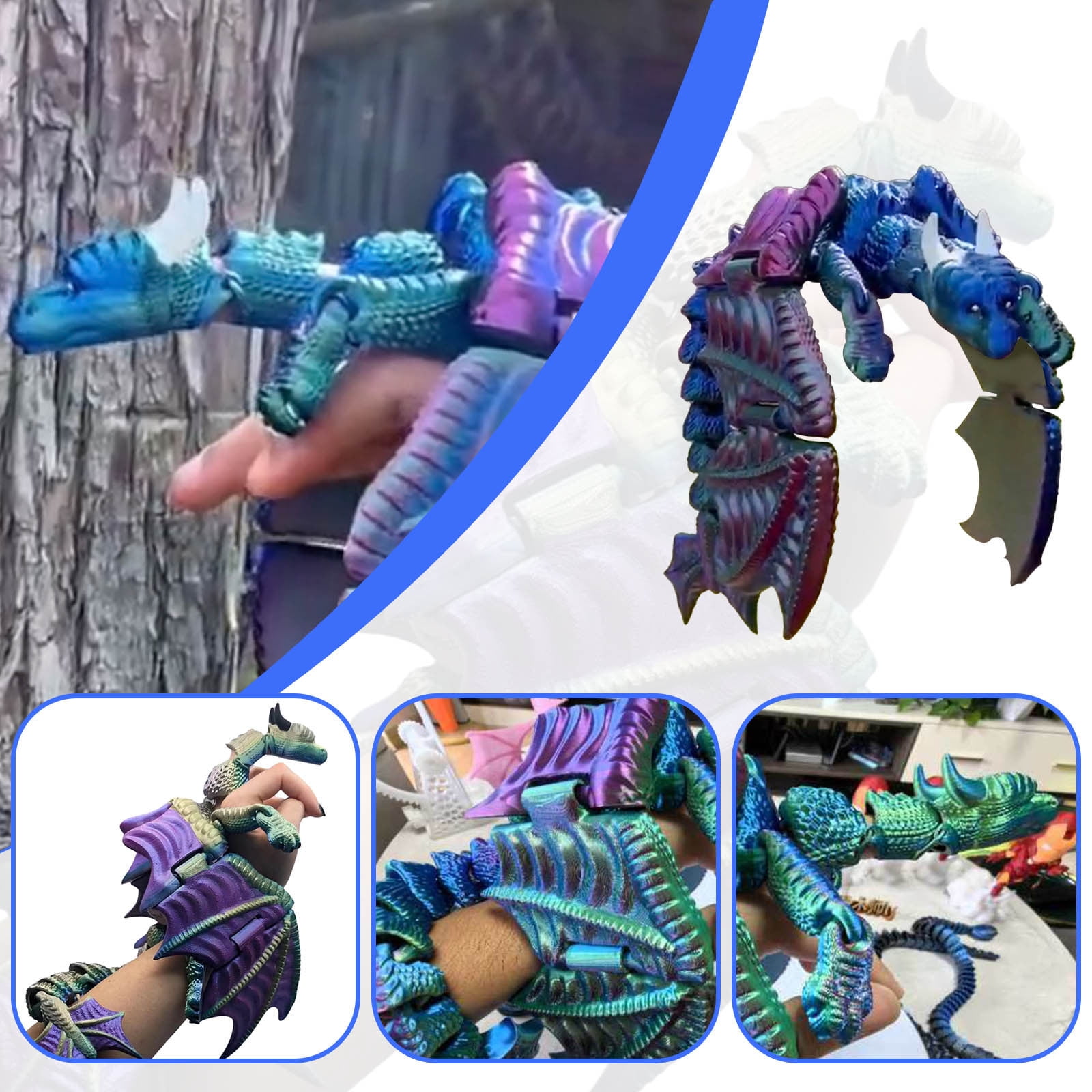 3D Printed Toys Border Dragon Finger Puppet Finger Puppet Dragon Joint ...