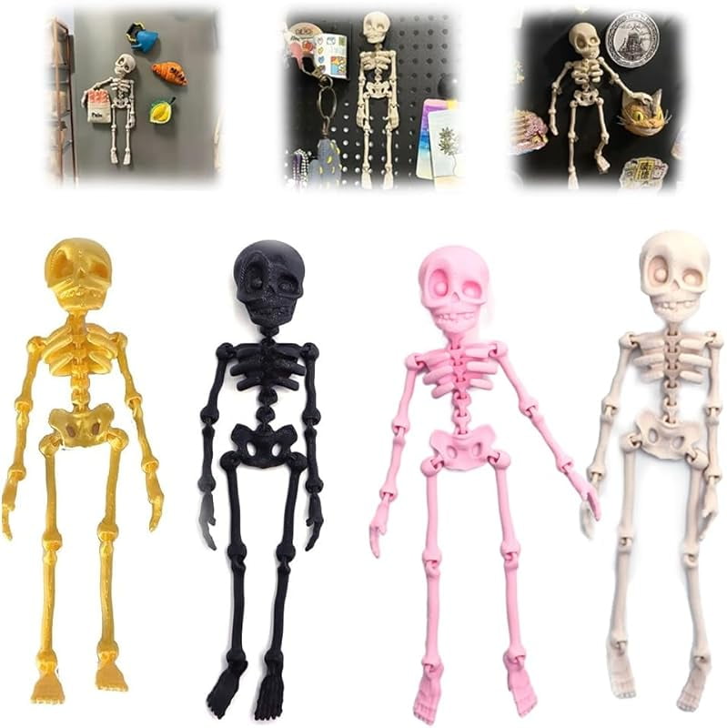 3D Printed Vintage Skeleton Magnetic Figurine,Posable Multi-Color Human ...