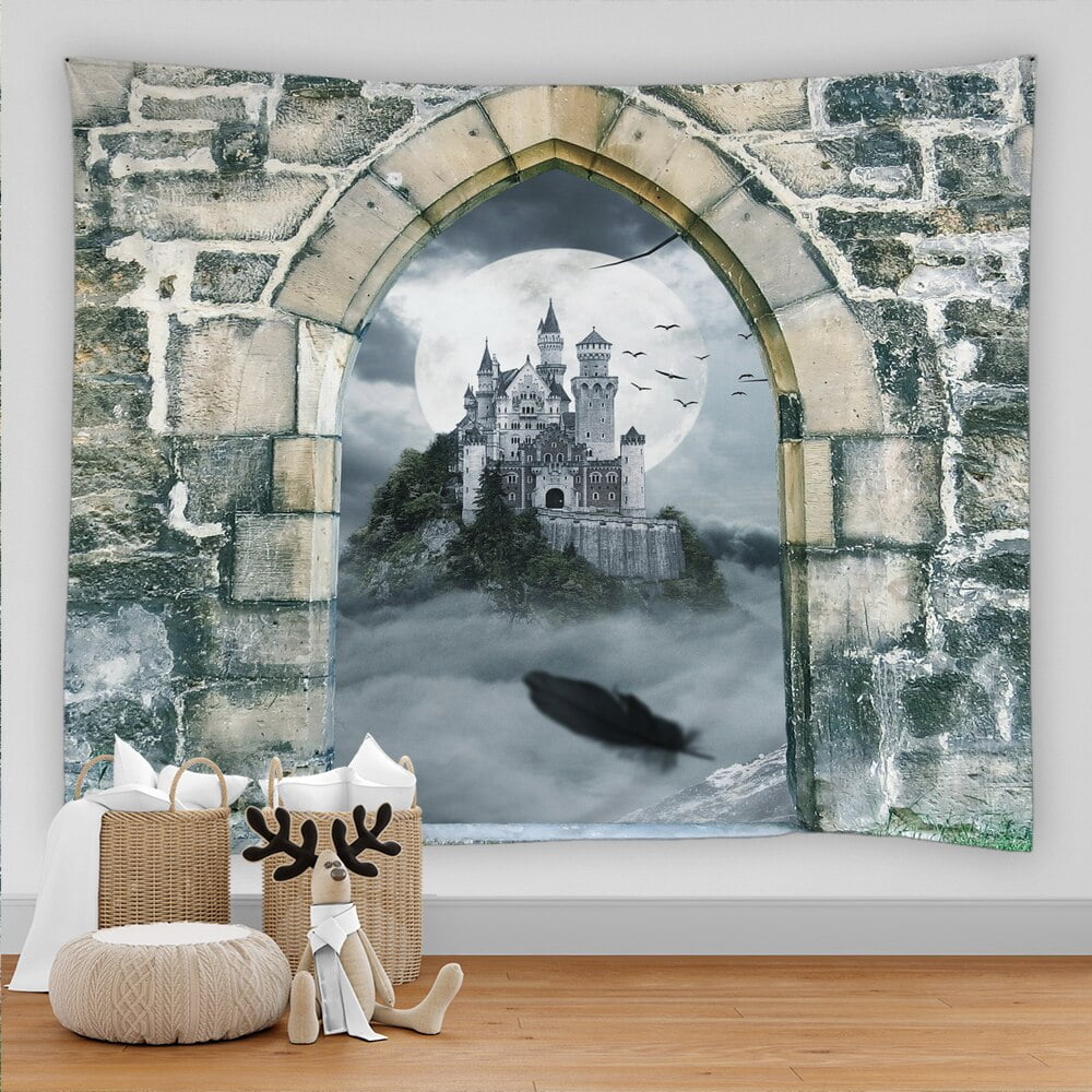 3D Printed Vintage Style Rock Stone Wall Door Tapestry Wall Hanging ...