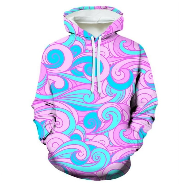 3D Printed Wave Pattern Hoodie Men Long-sleeved Sweatshirt Cool ...