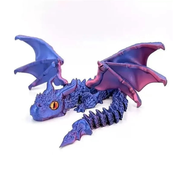 3D Printed Winged Carriage Dragon Figurine Rotatable Articulated ...