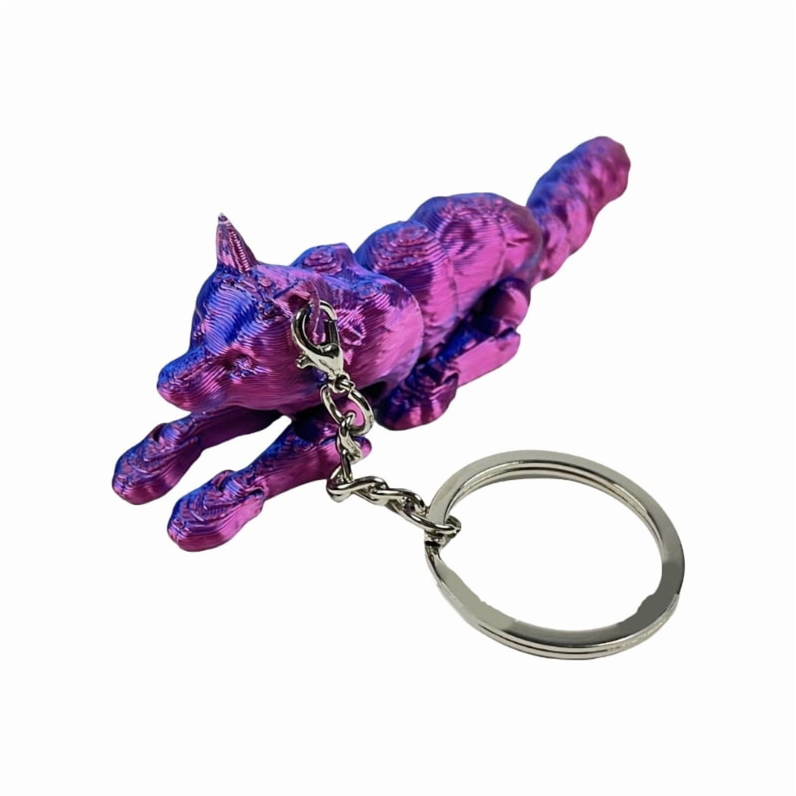 3D Printed Wolf Keychain with Realistic Details and Multiple Joint ...