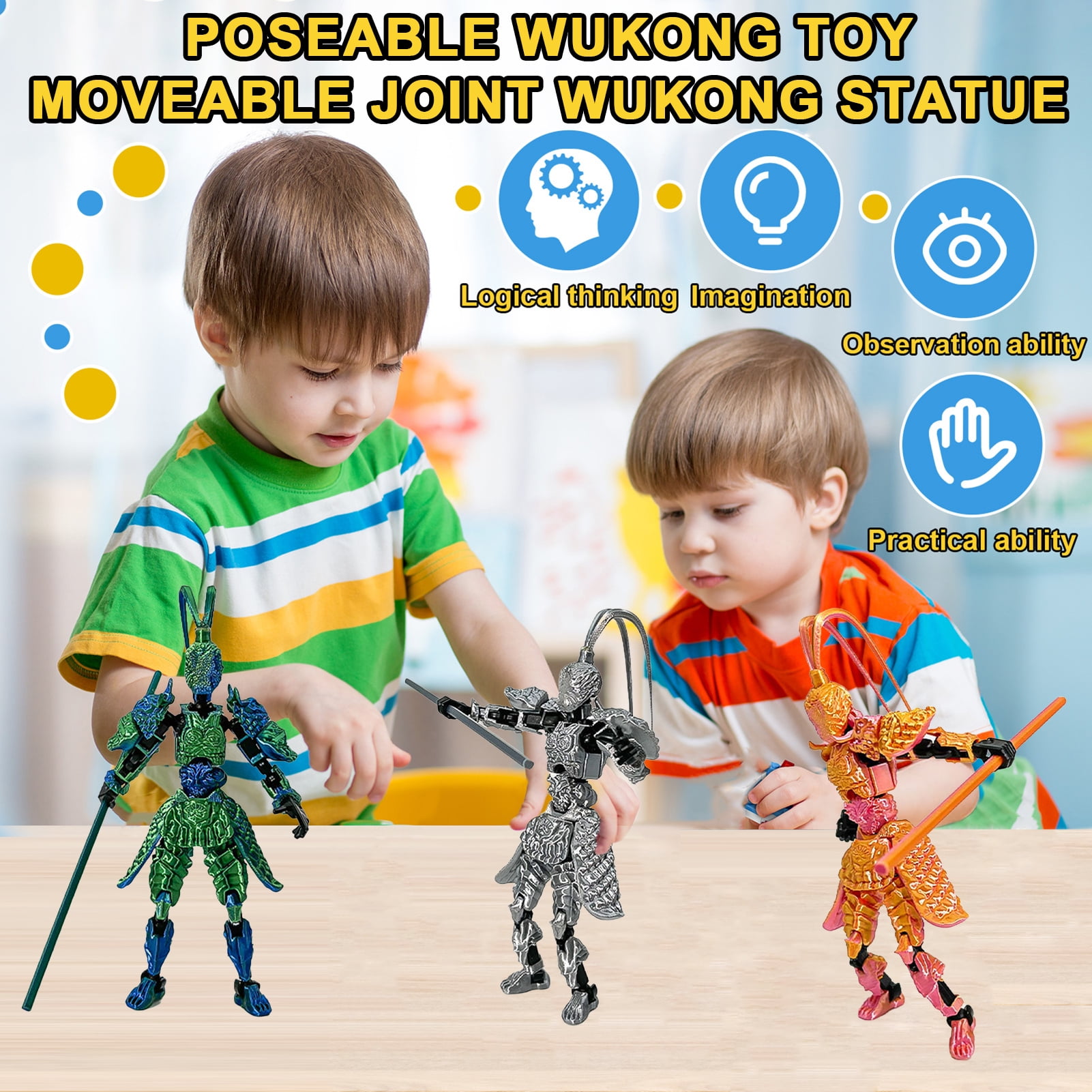 3D Printed Wukong Action Figure Movable Joints Monkey King Model Great ...
