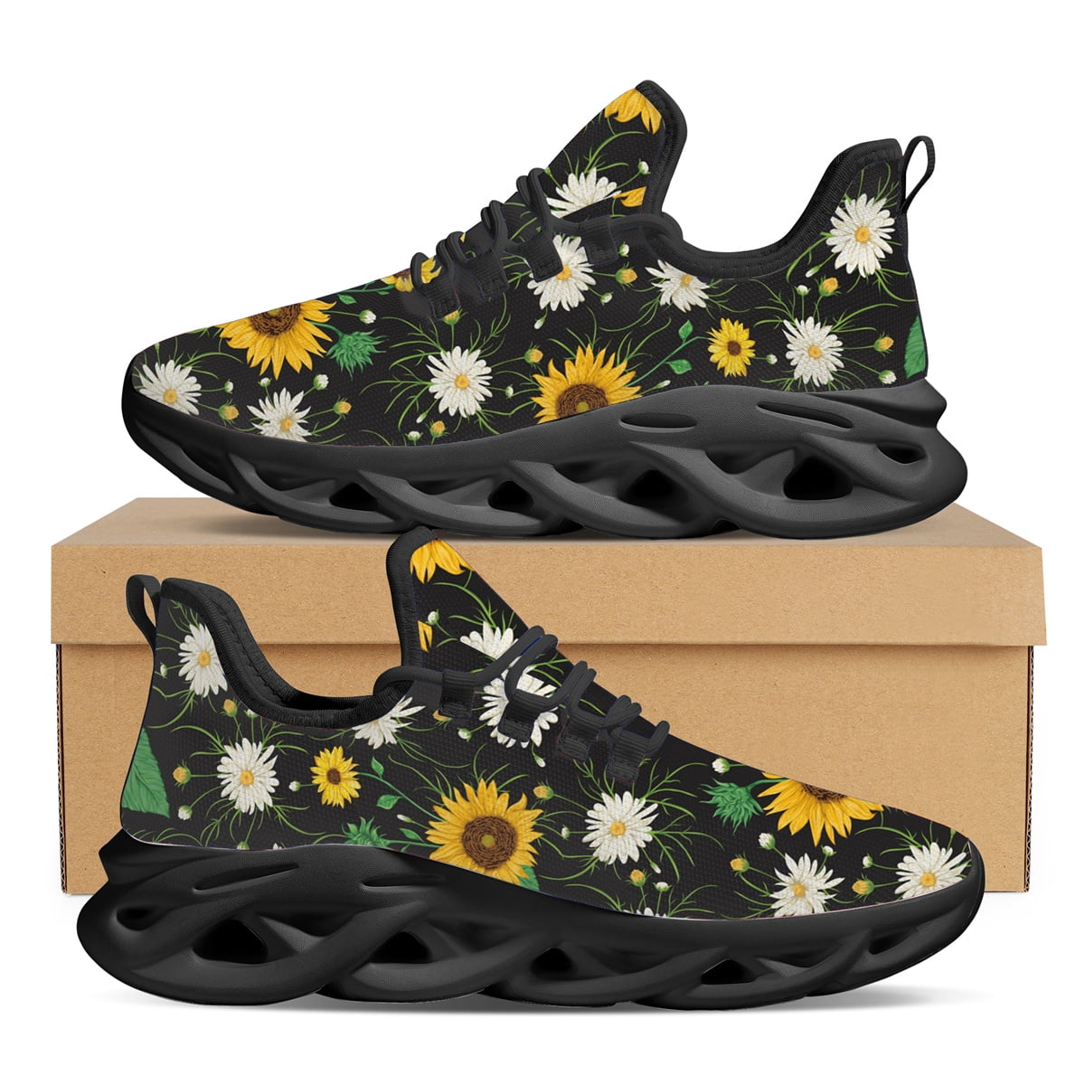 3D Printed Yellow Sunflower Vulcanized Shoes Classic Floral Design ...