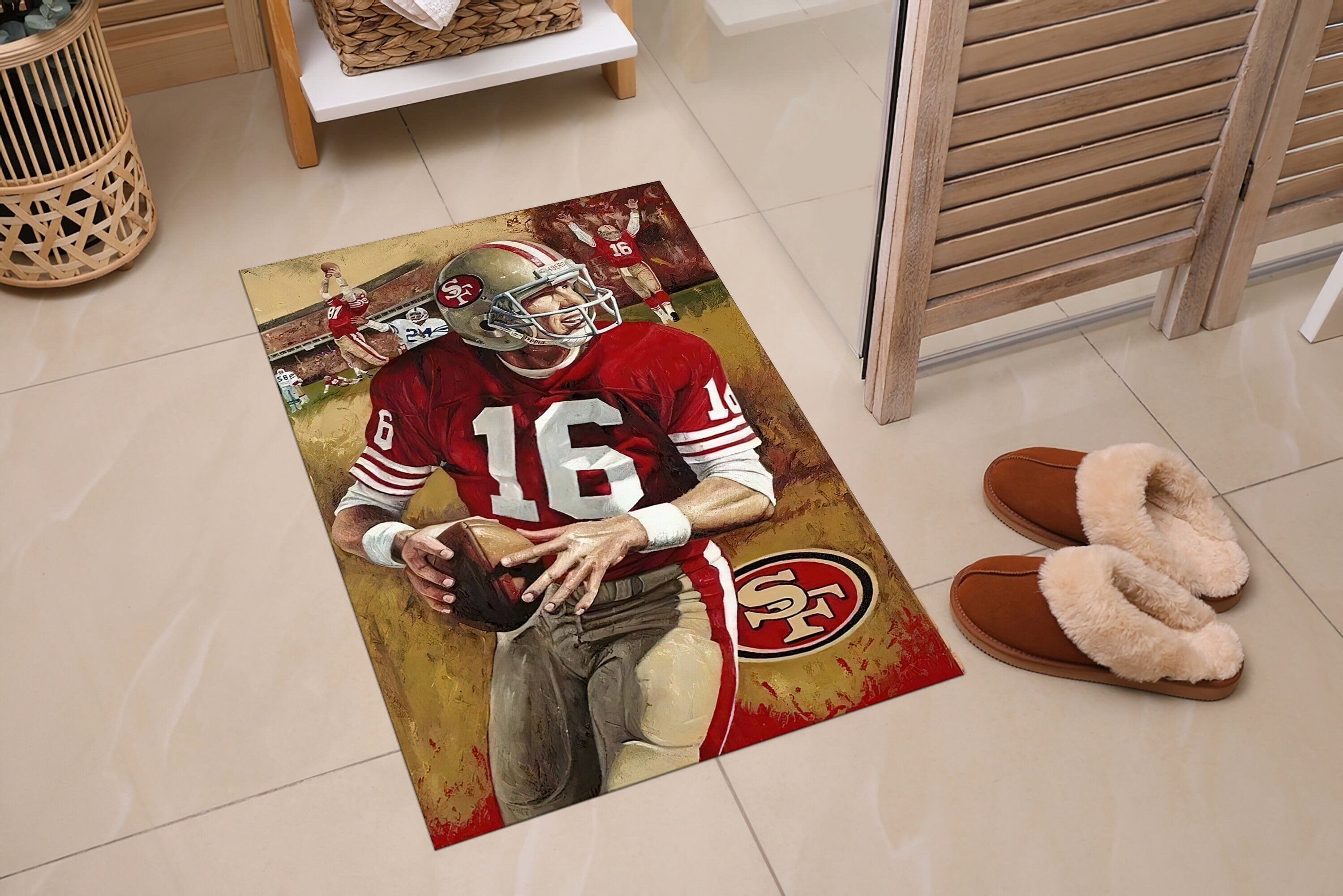 3D Printeds Rug, Non-Slip Carpet Rug, Joe Montana, Rug, Sport Rug ...