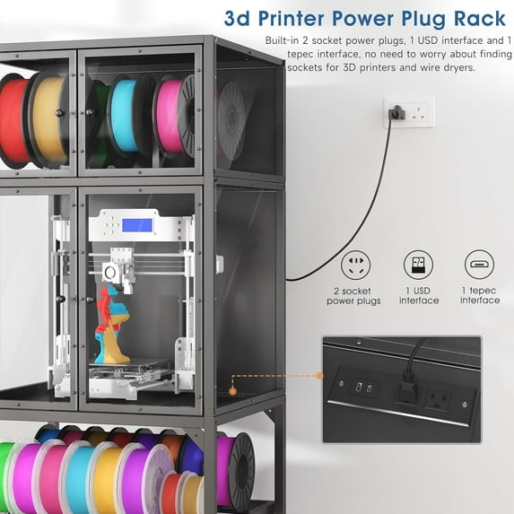3D Printer Cabinet with Double Layer 3D Printer Filament Storage Rack ...