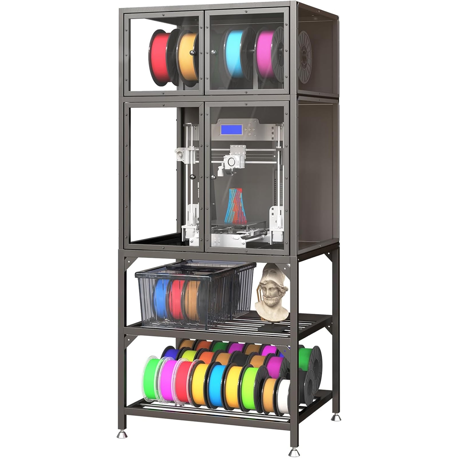 3D Printer Cabinet, Heavy Duty Rolling Storage Cart with Double Layer ...