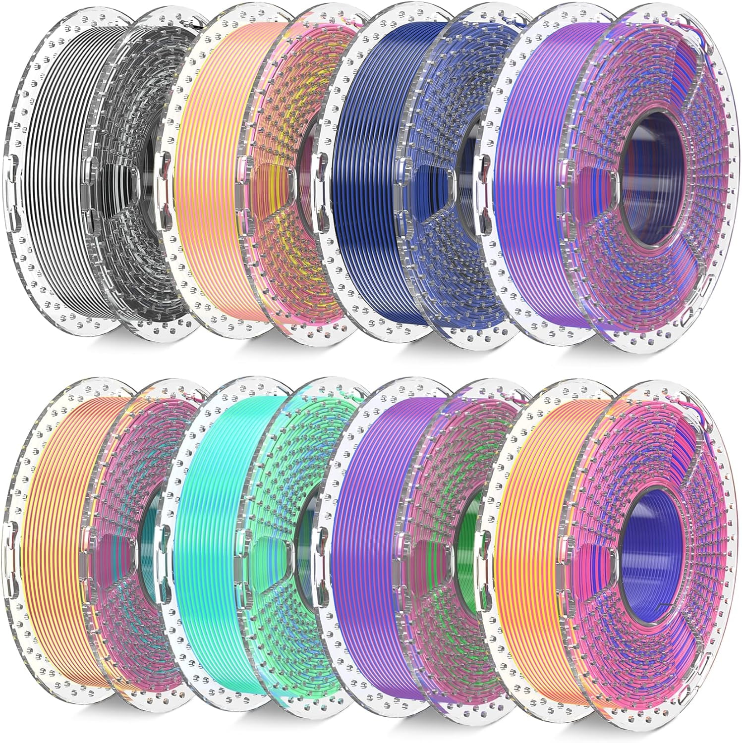 3D Printer Filament Bundle, PLA Silk Rainbow Filament Multicolor, Fast ...