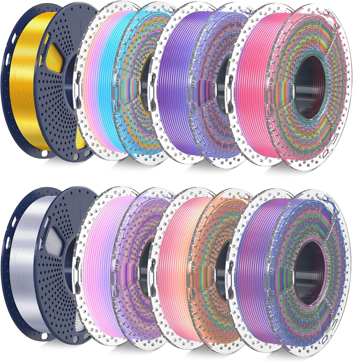 3D Printer Filament Bundle, PLA Silk Rainbow Filament Multicolor, Fast ...