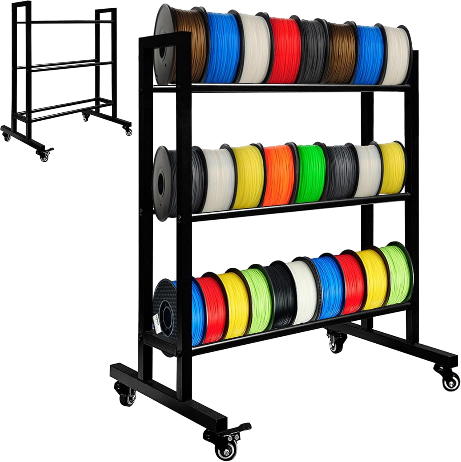 3D Printer Filament Storage Rack 3 Tier, Filament Storage, Rolling ...
