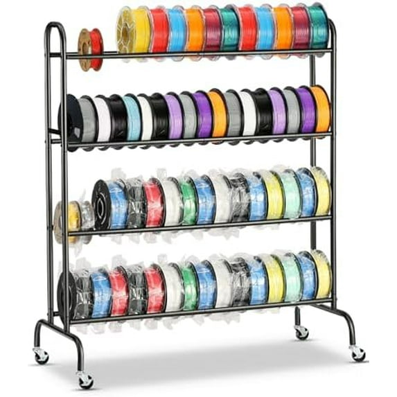 3D Printer Filament Storage Rack - 4 Tier Rolling Filament Spool ...