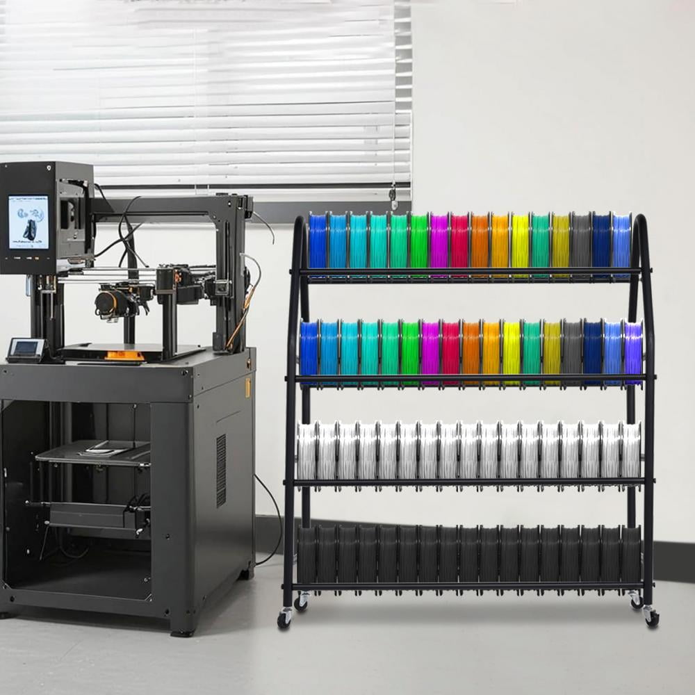 3D Printer Filament Storage Rack, 4 Tier Rolling Filament Spool Holders ...