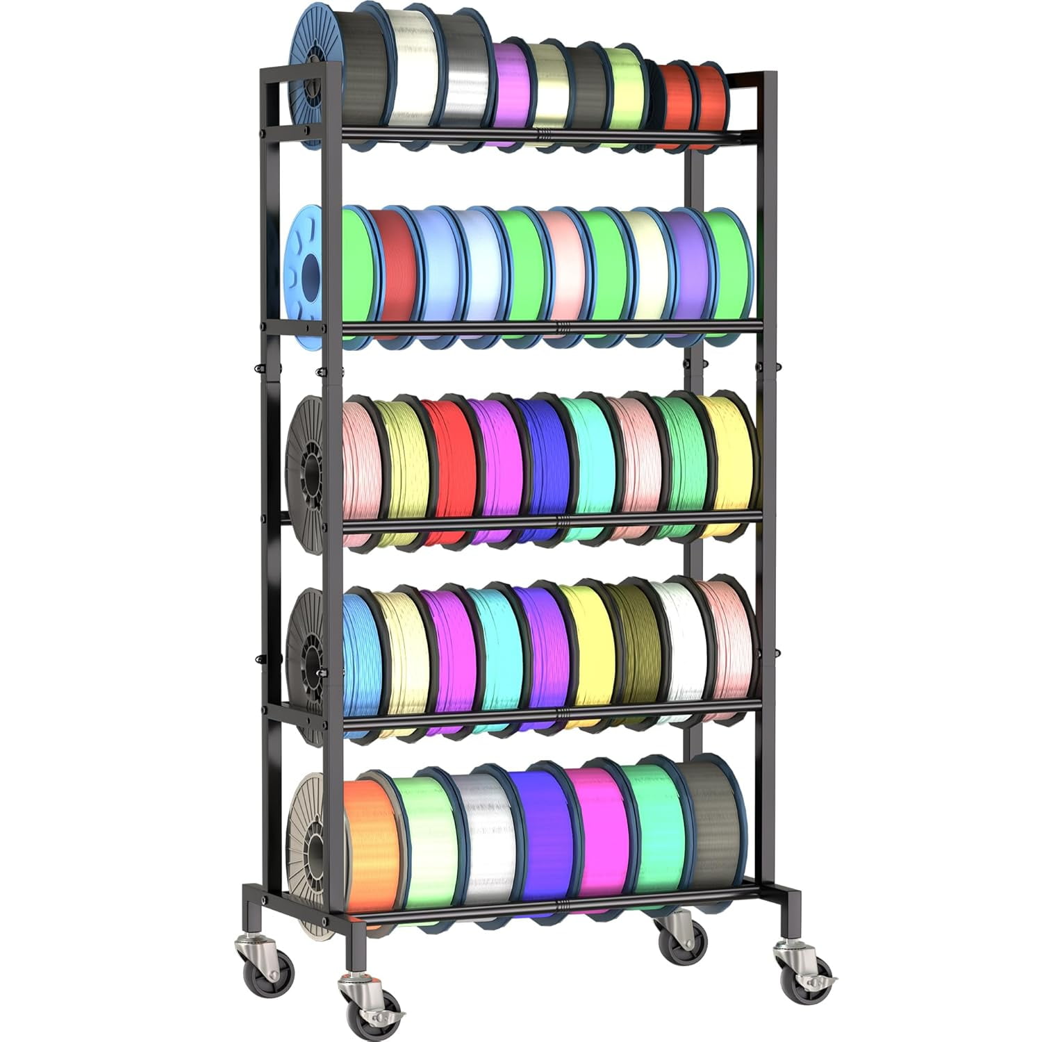 3D Printer Filament Storage Rack, 5-Tier Rolling Filament Spool Holders ...