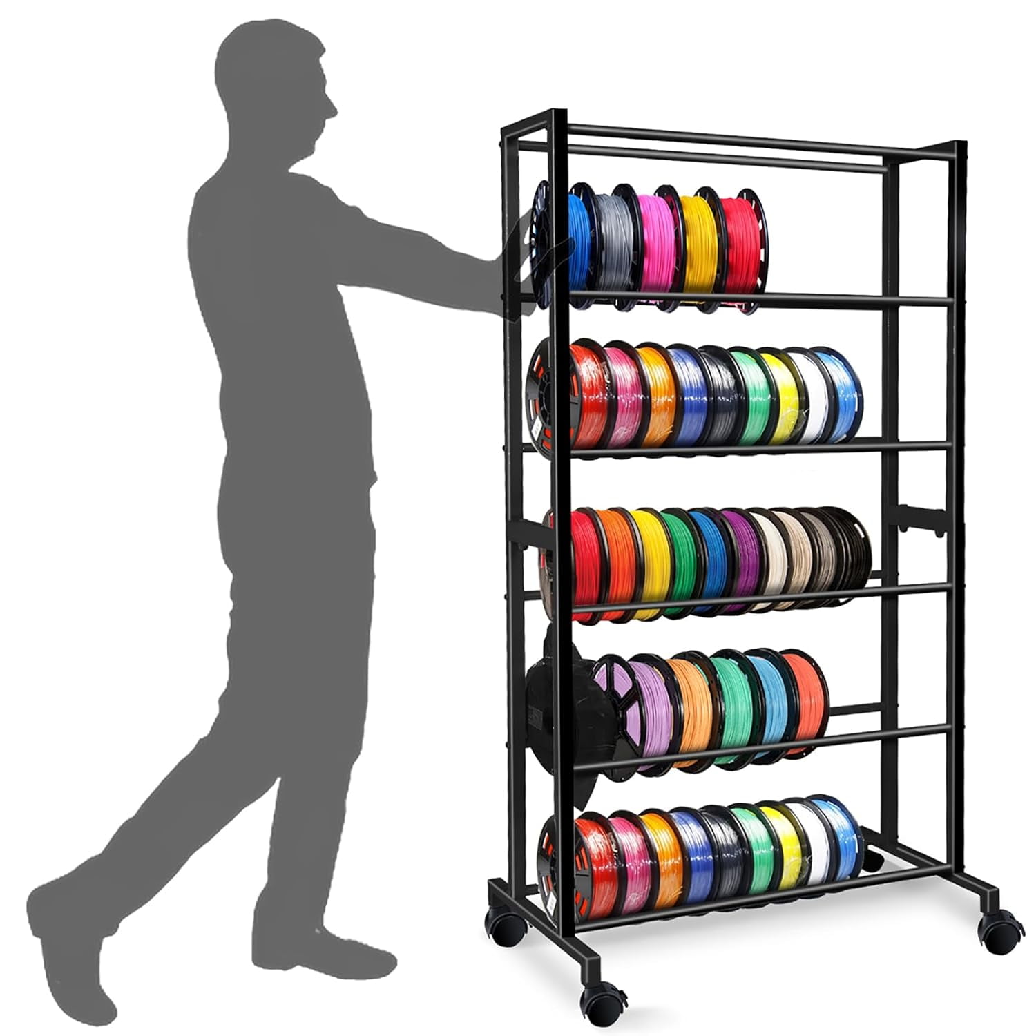 3D Printer Filament Storage Rack - 6 Tier Metal Heavy Duty 3D Rolling ...