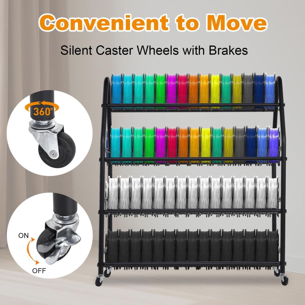 3D Printer Filament Storage Rack with Power Strip, 4-Tier Stand with ...