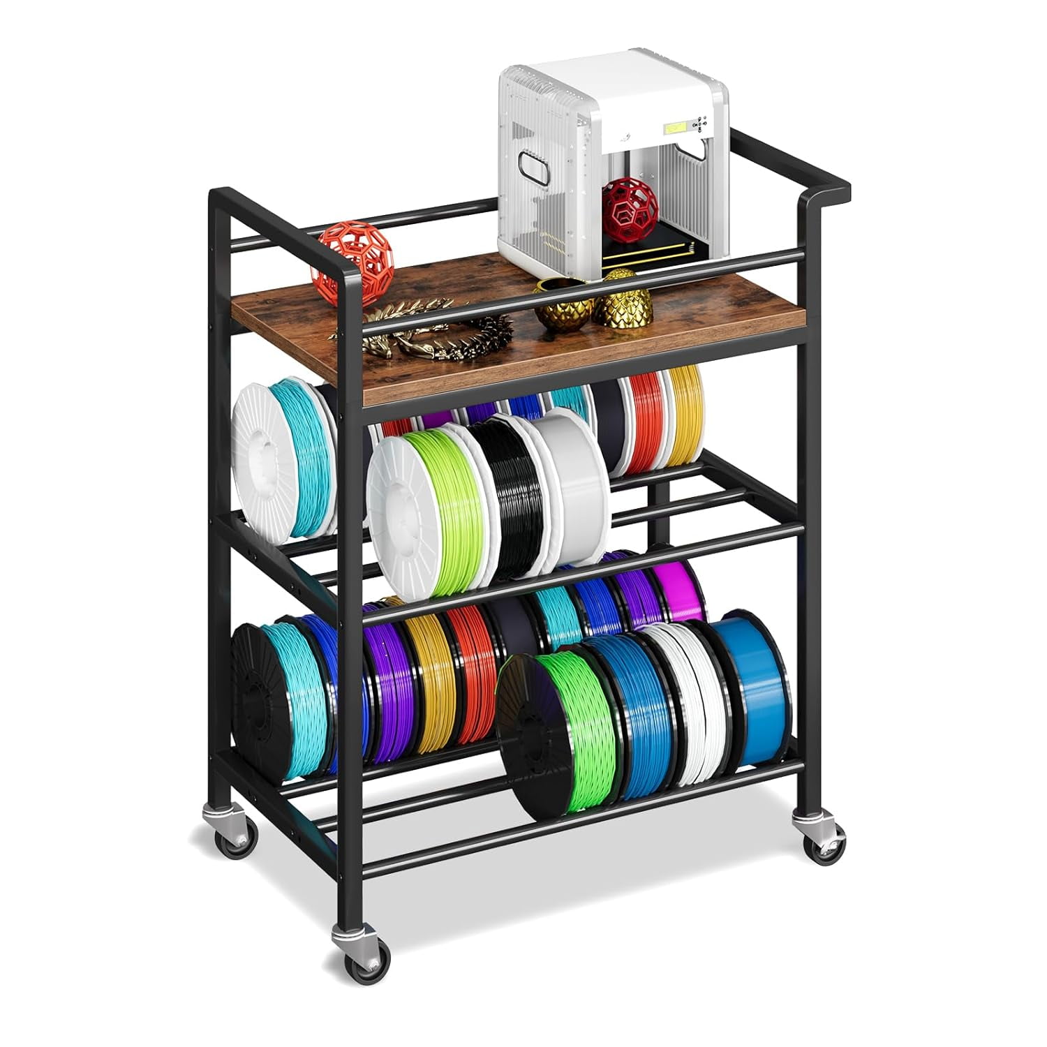 3D Printer Filament Storage Rack- Rolling Spool Holders Racks with ...