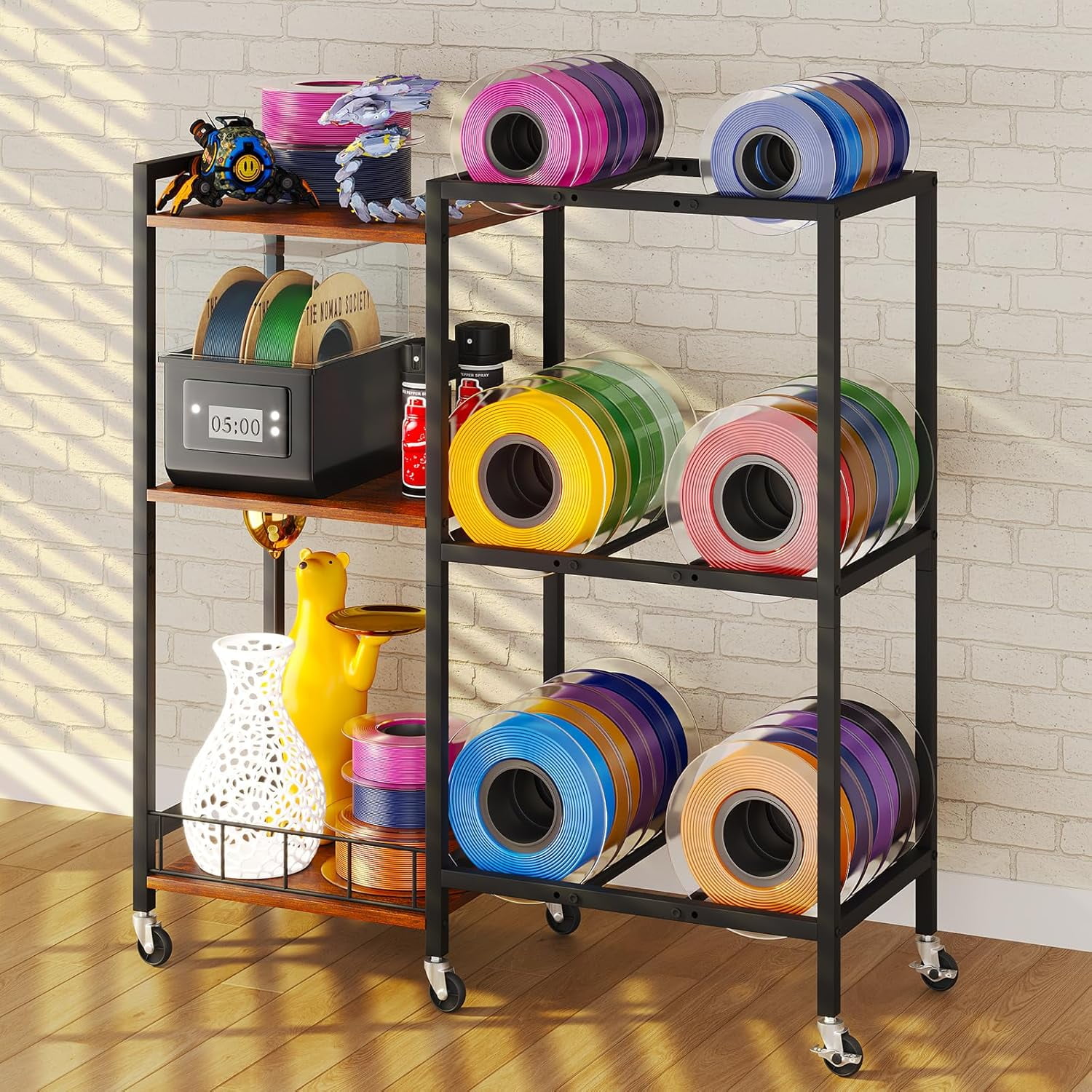 3D Printer Filament Storage Rack - 3D Printer Stand with Wheels, Heavy ...