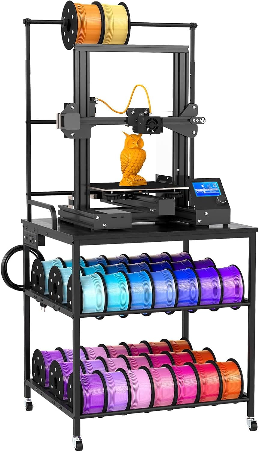 3D Printer Filament Storage Rack with Wheels, Heavy Duty 3-Tier Metal ...