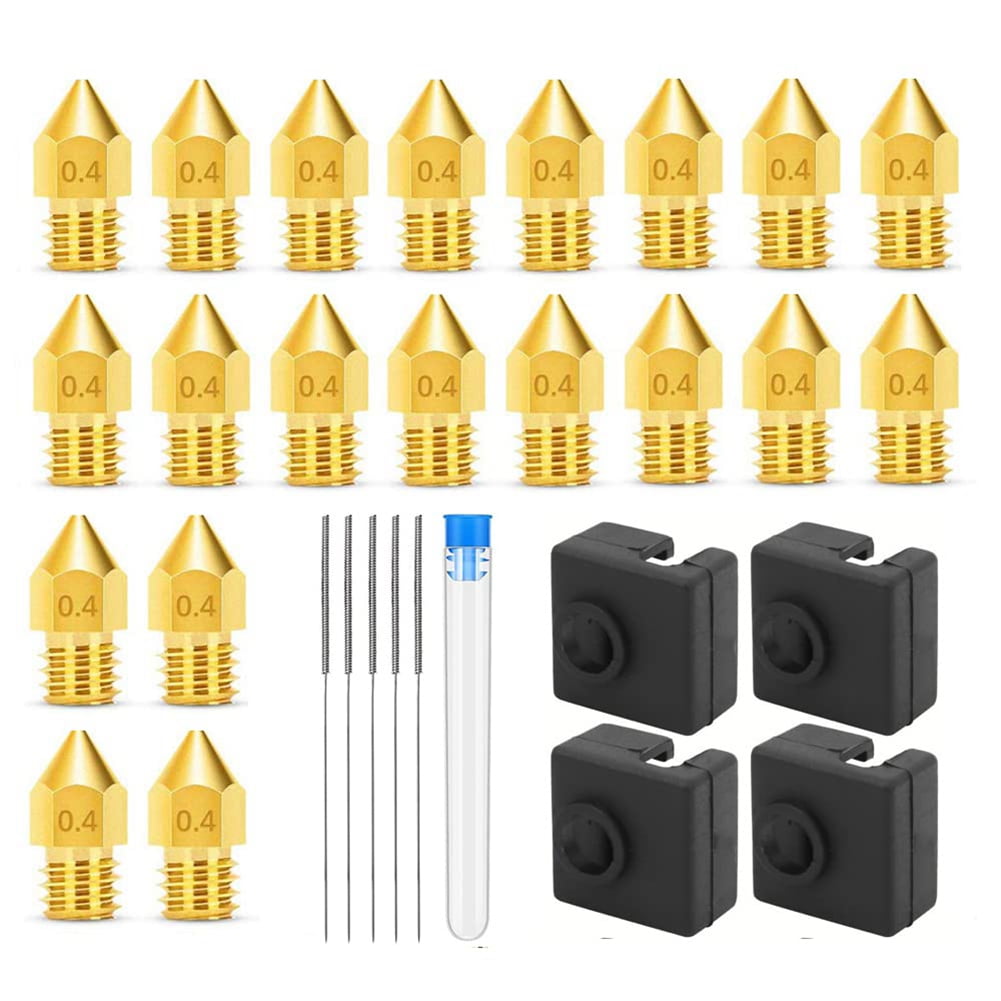 3D Printer Nozzles 0.4MM MK8 3 Nozzles 20 Pcs with 4Pcs Heater Block ...