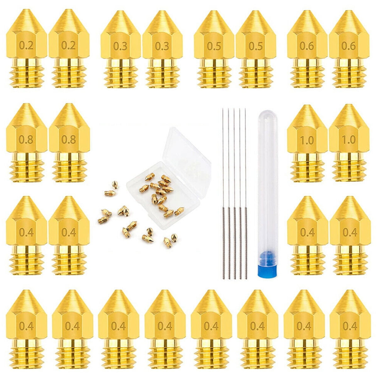 3D Printer Nozzles Brass MK8 Extruder Nozzles Heat Resistant 3D Printer ...