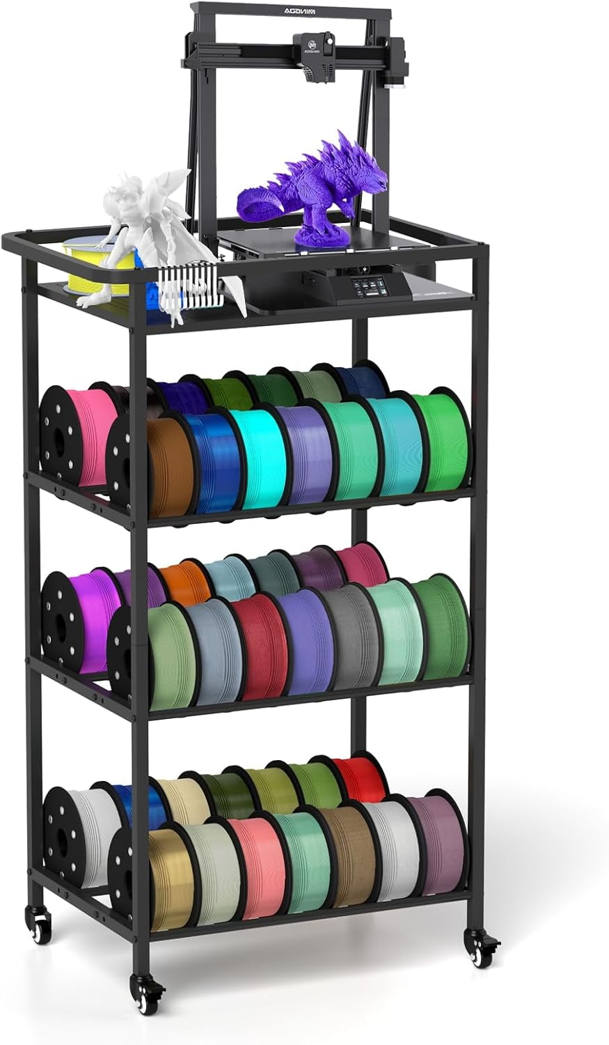 3D Printer Rack, Heavy Duty Moveable Metal 3D Printer Filament Storage ...