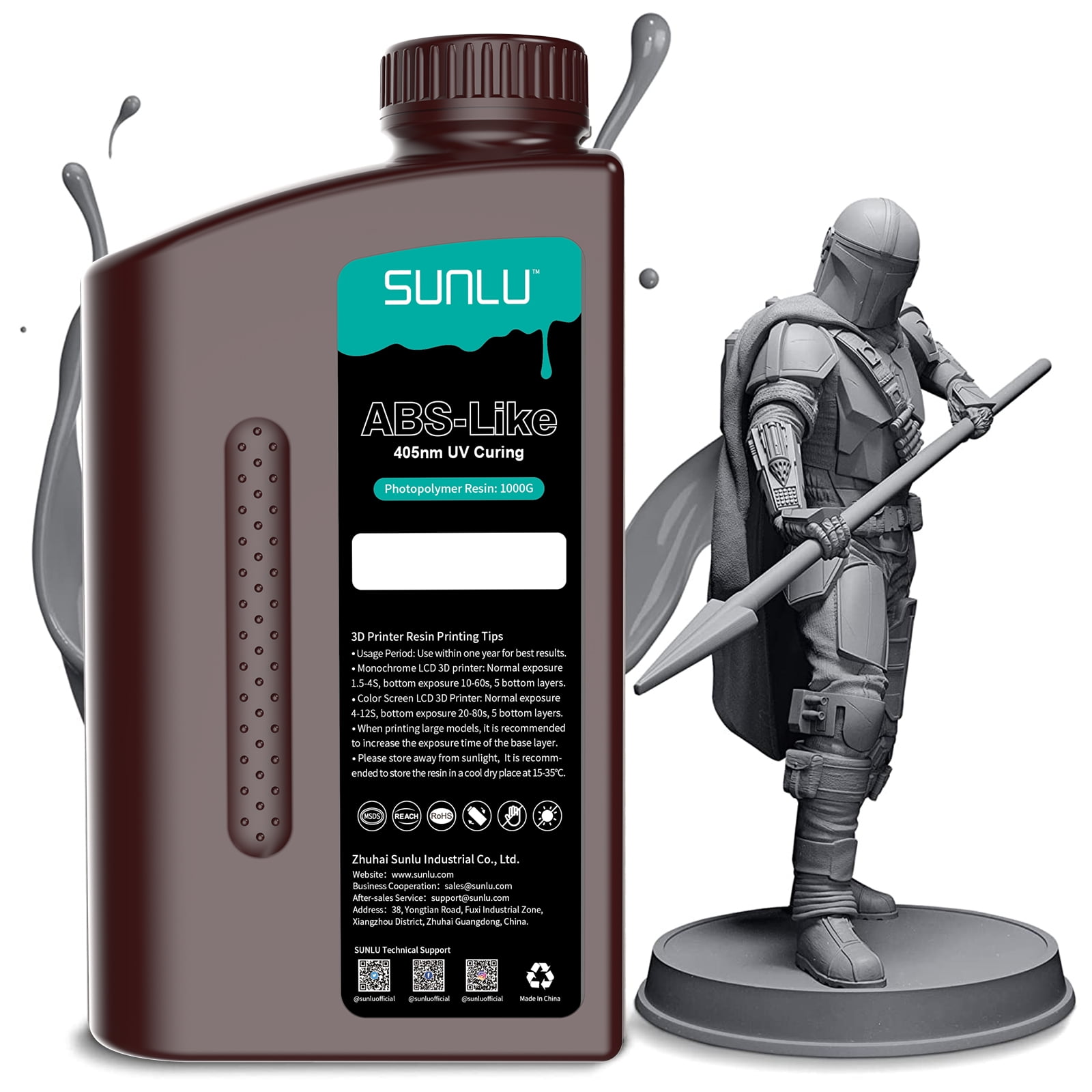 SUNLU 3D Printer Resin, 1KG ABS-Like Fast Curing, High Precision, Non ...