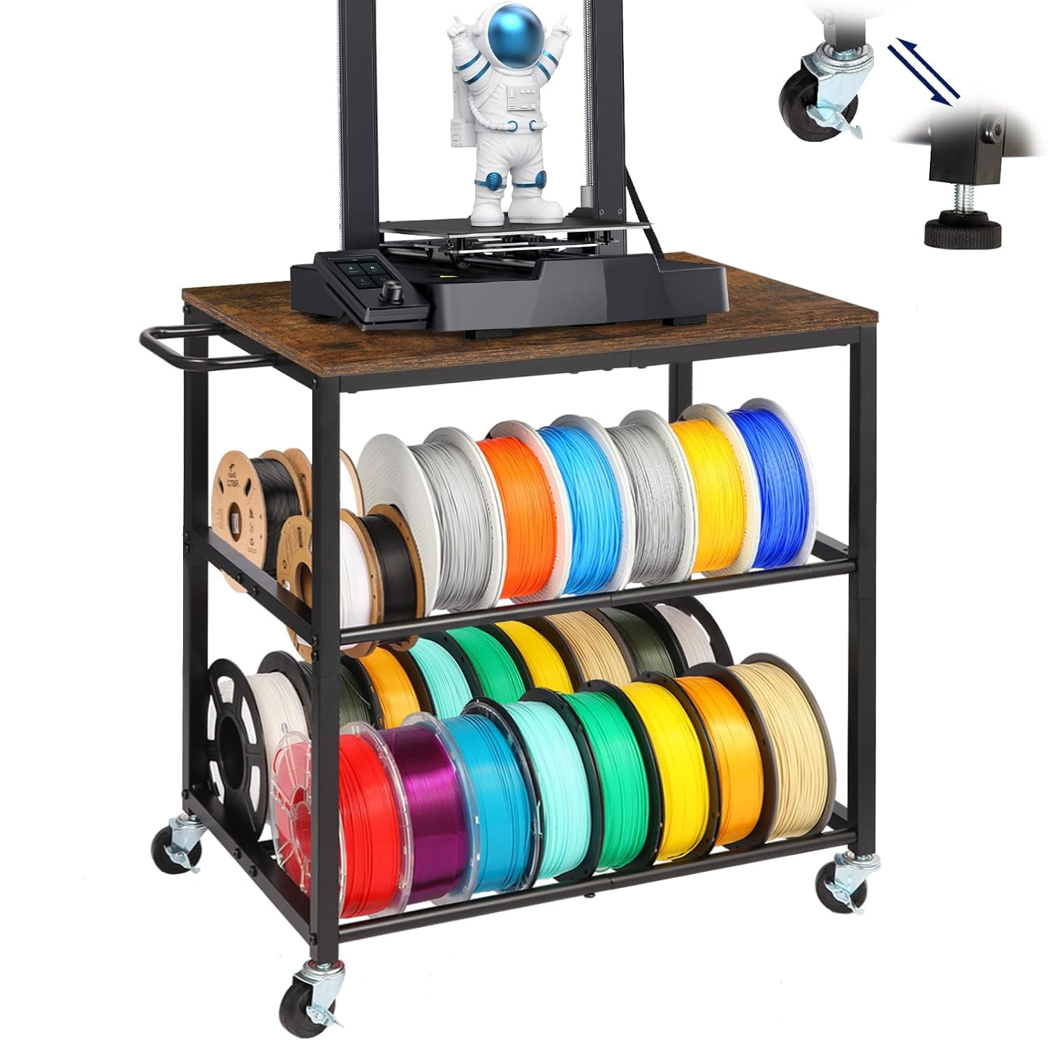 3D Printer Stand with Filament Storage Rack, Sturdy Wooden 3D Printer ...