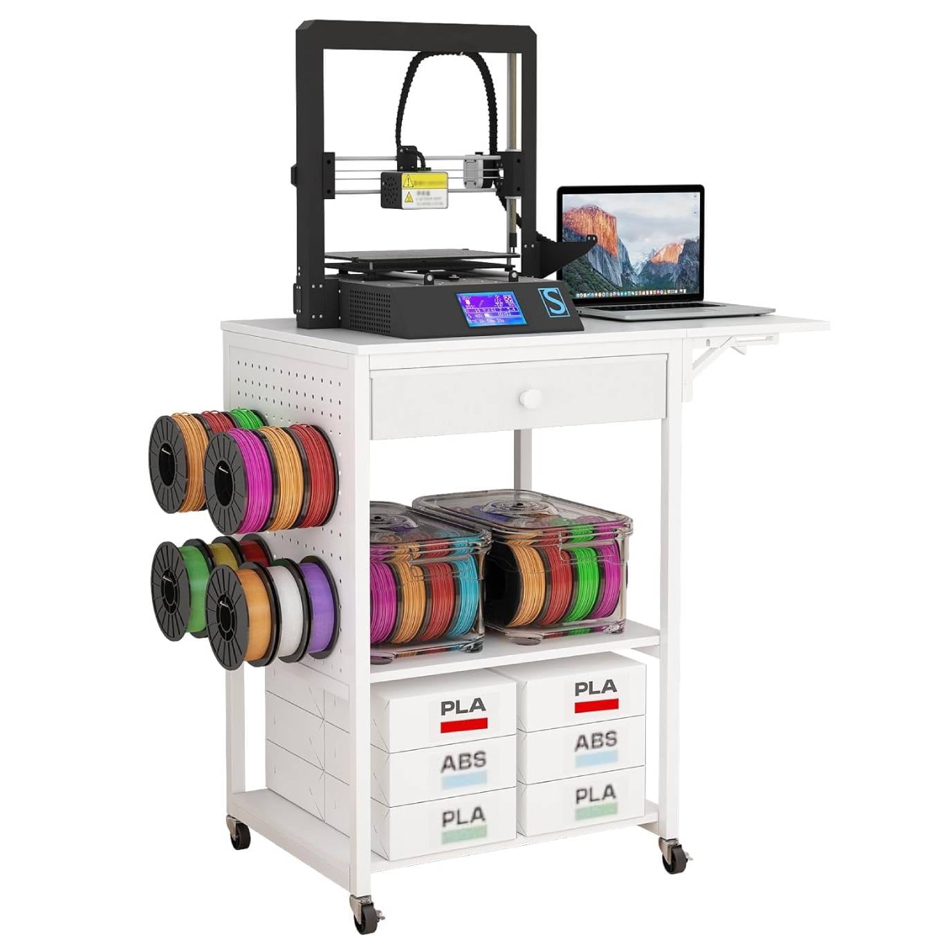 3D Printer Table with 40 Filament Roll Storage, 3D Printer Rolling ...