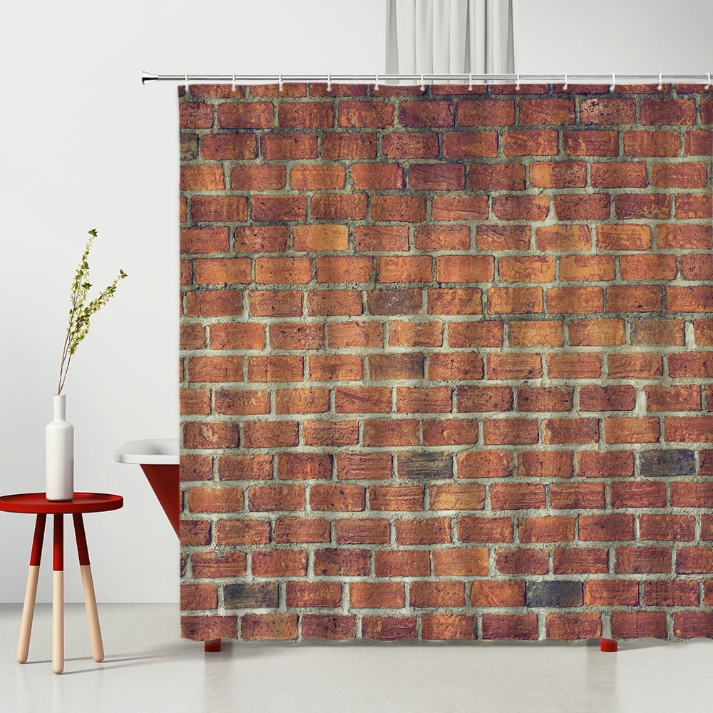 3D Printing Brick Pattern Shower Curtains Set Vintage St Brick Wall ...