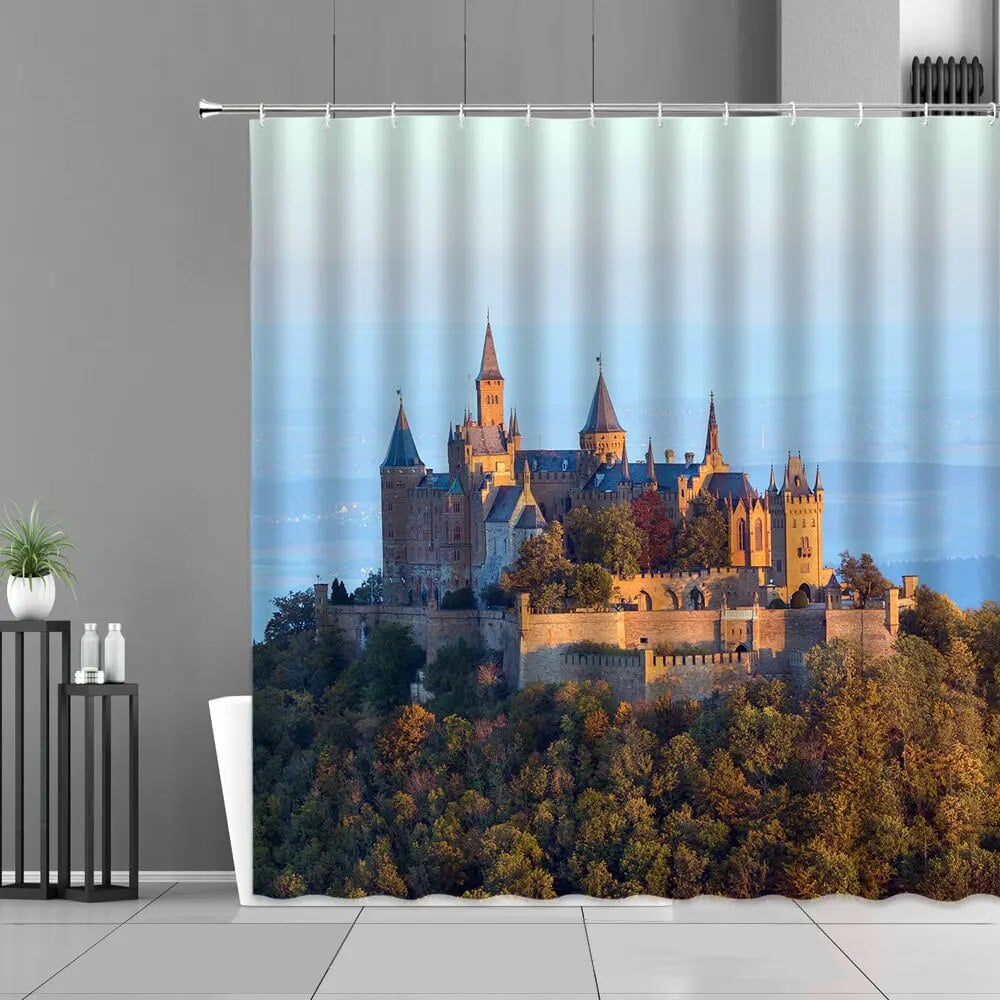 3D Printing Castle Logo Building Garden Fountain Lighthouse Shower Curtain Bathroom Accessories ...